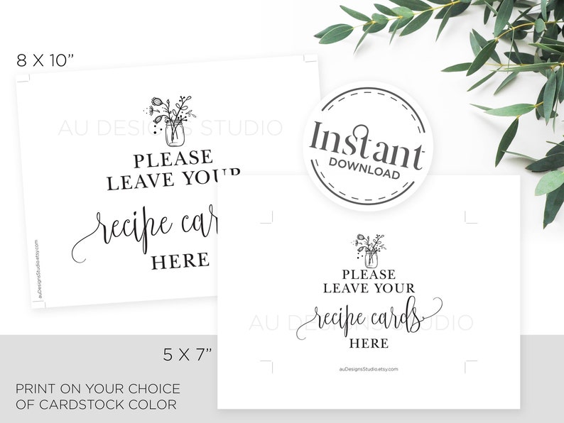 Printable Recipe Card Sign Place Your Recipe Cards Here - Etsy