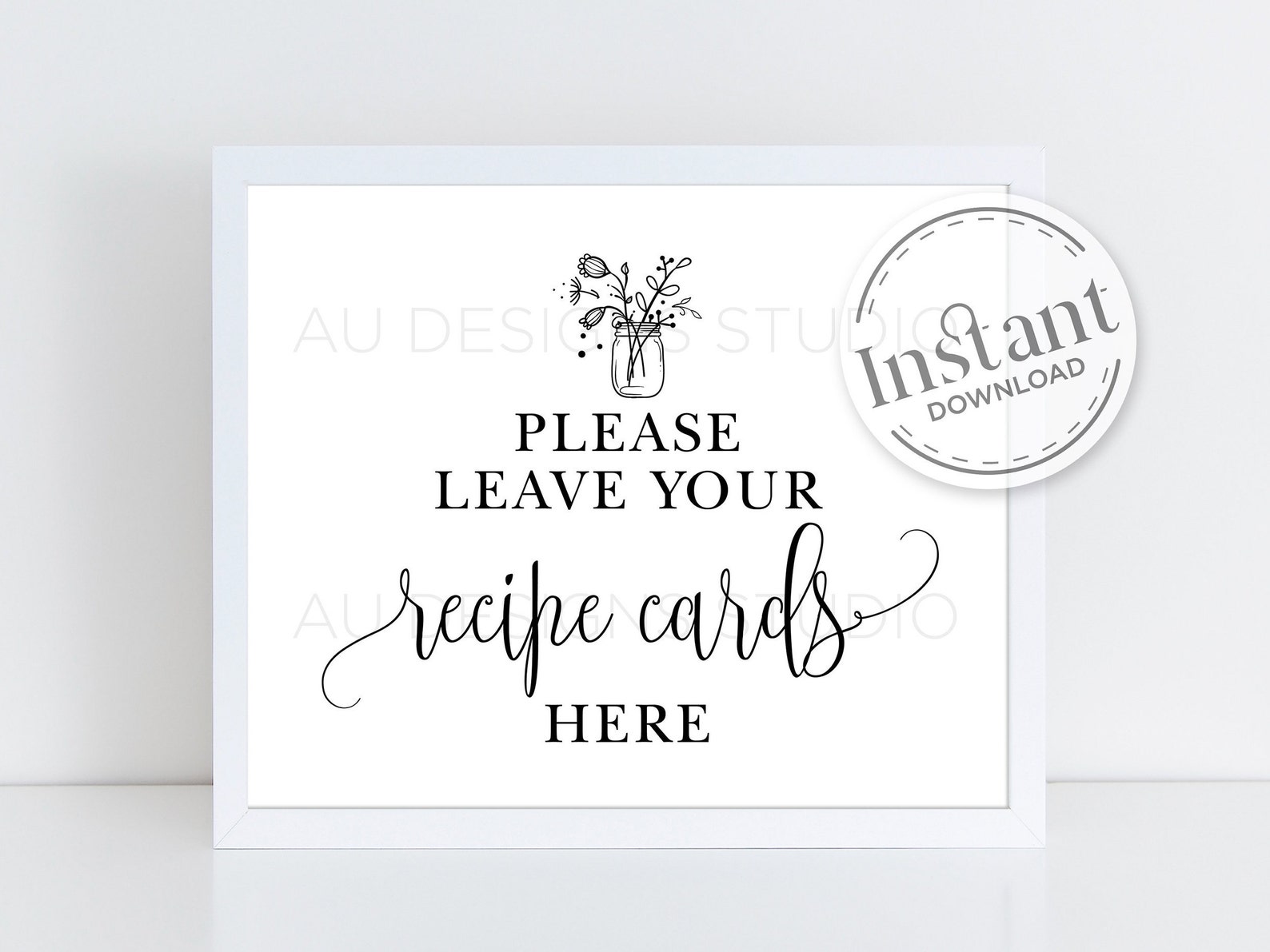 Printable Recipe Card Sign Place Your Recipe Cards Here - Etsy