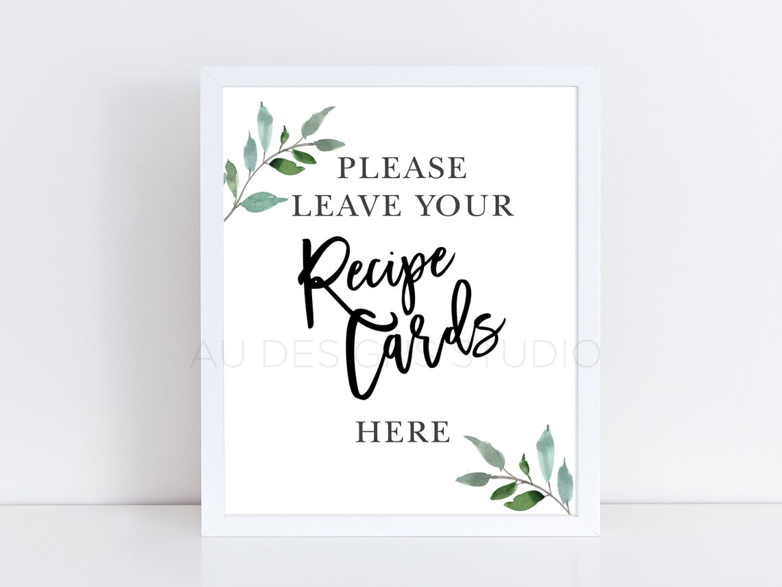 Boho Printable Recipe Card Sign Leave Your Recipe Cards Here | Etsy