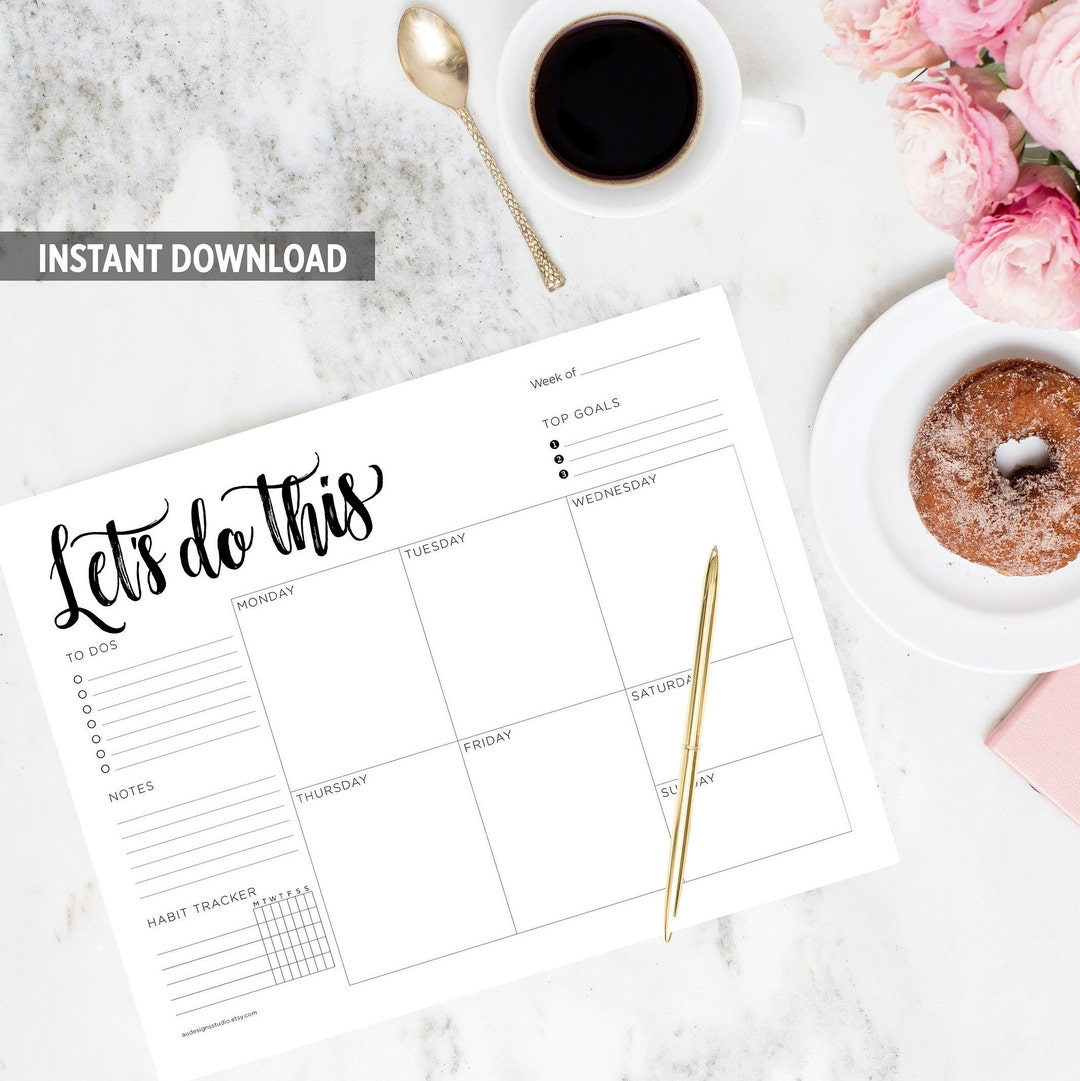 Weekly Agenda Digital Download // Let's Do This // Instant Download - Etsy