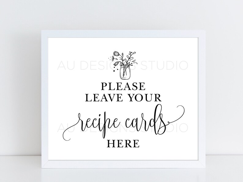 Printable Recipe Card Sign Place Your Recipe Cards Here - Etsy