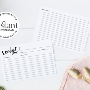 PRINTABLE Recipe Card Modern Script Design Bridal Shower - Etsy