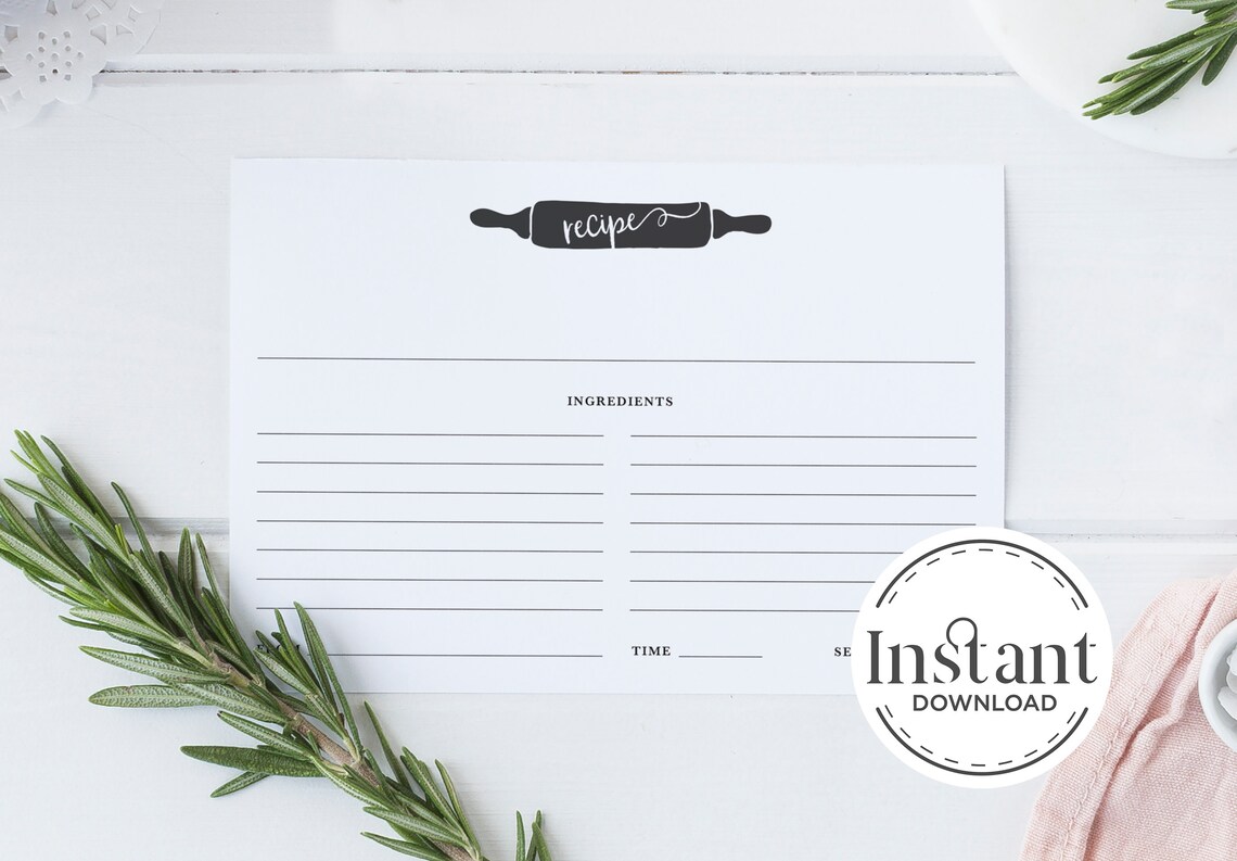 PRINTABLE Recipe Card Modern Farmhouse Design Bridal - Etsy