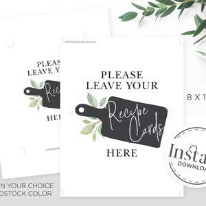 Printable Recipe Card Sign | Leave Your Recipe Cards Here | Bridal ...