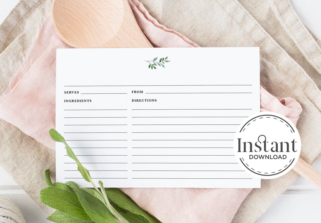PRINTABLE Recipe Card | Instant Download | Olive Branch Recipe Card ...