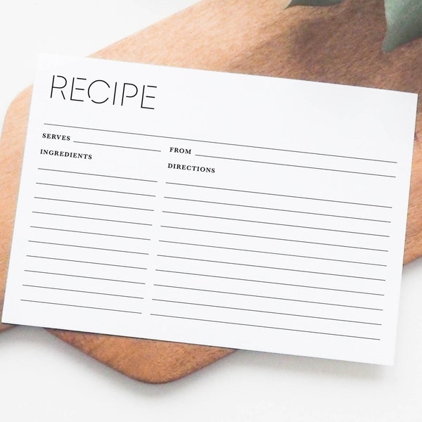 Modern Recipe Cards - Etsy