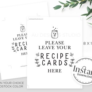 Printable Recipe Card Sign | Place Your Recipe Cards Here | Leave Your ...