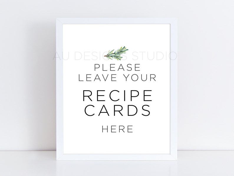 Printable Recipe Card Sign Place Your Recipe Cards Here | Etsy