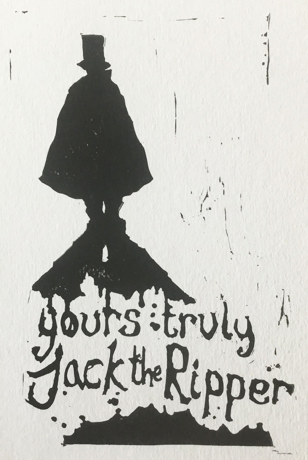 Jack the Ripper Greetings Card - Linocut - Etsy