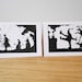5 X Christmas Greetings Card- Linocut Santa Snowman Rudolph Silhouette ...