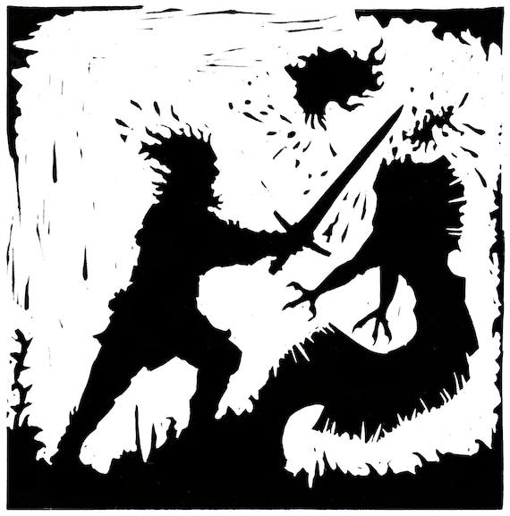 Beowulf Fighting Grendel Drawing