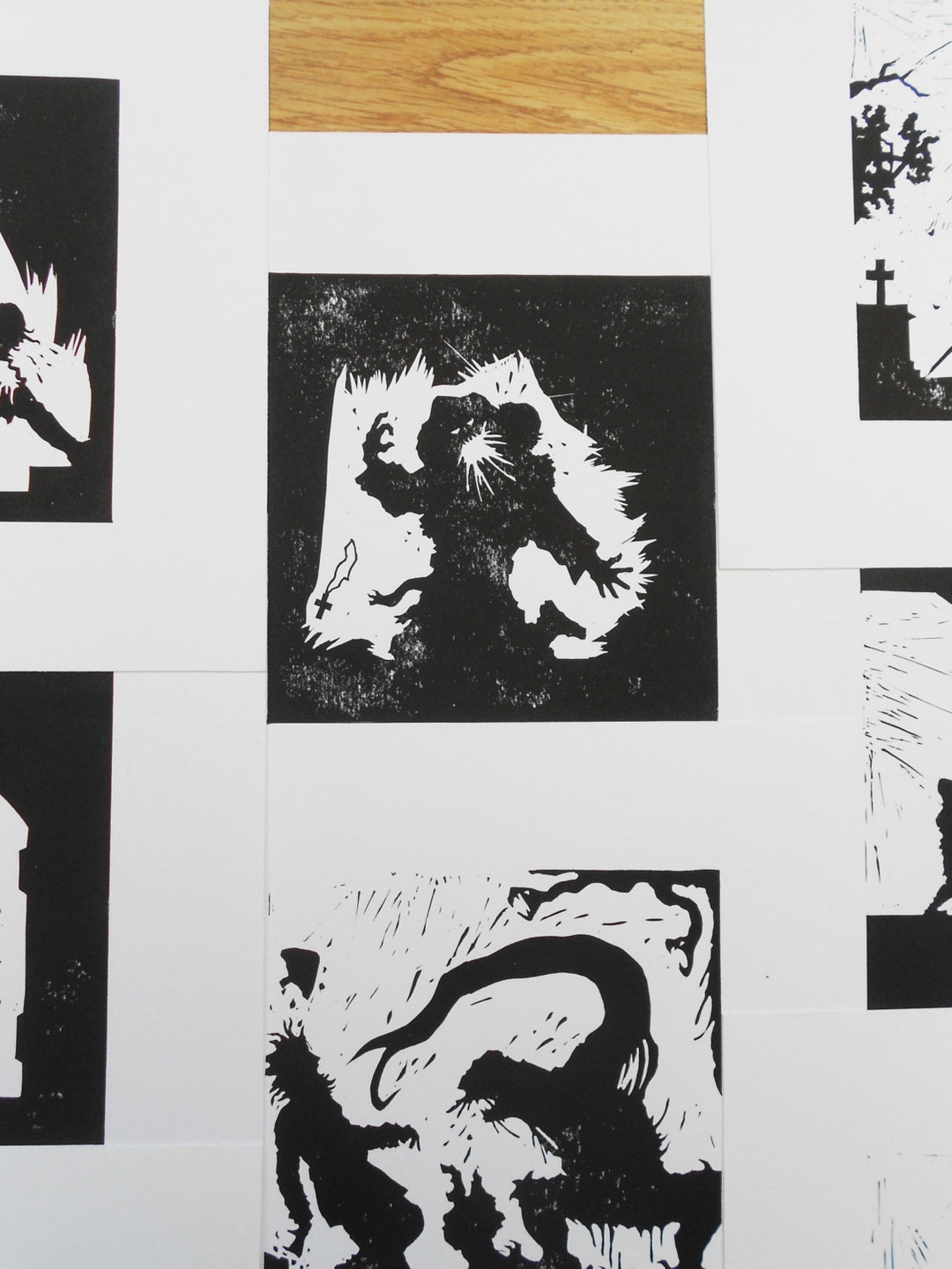 Zombie Attack Silhouette Linocut Print - Etsy