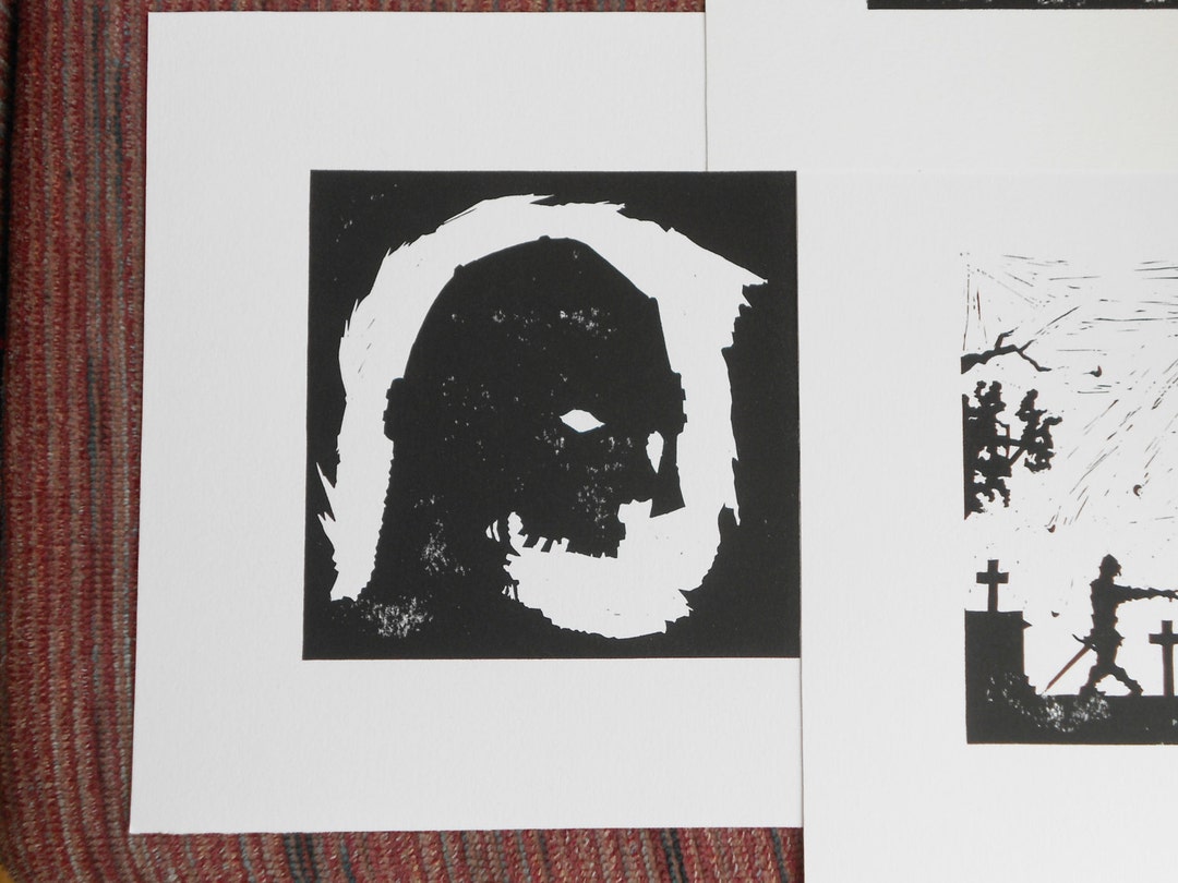 Zombie Silhouette - Linocut Print - Etsy