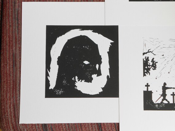Zombie Silhouette Linocut Print - Etsy
