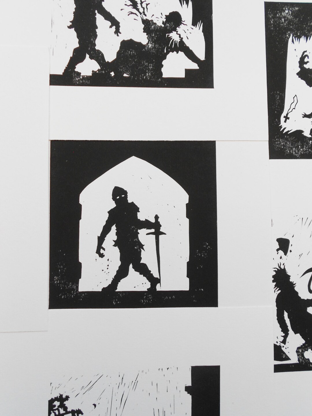 Zombie Knight Enters the Church Silhouette Linocut Print - Etsy