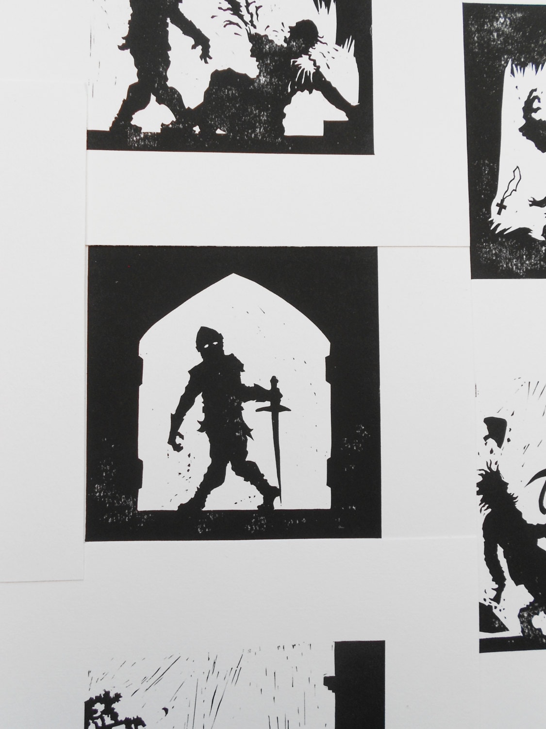 Zombie Knight Enters the Church Silhouette Linocut Print - Etsy