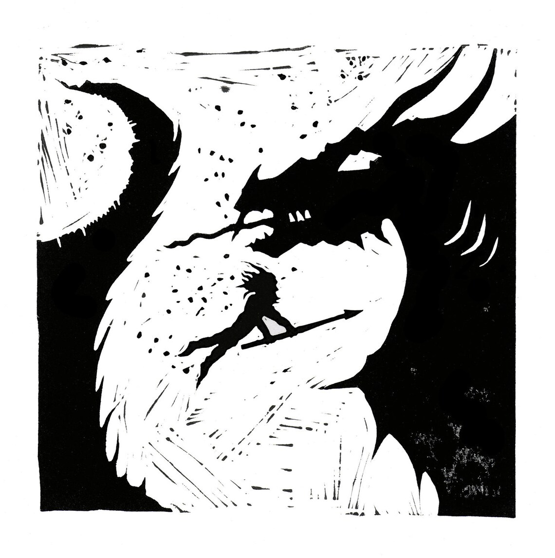 Beowulf Fights a Sea Monster - Silhouette Print - Etsy