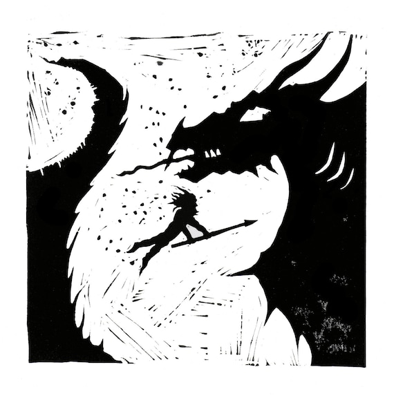 Beowulf Fights Dragon Drawing