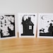 5 X Christmas Greetings Card- Linocut Santa Snowman Rudolph Silhouette ...
