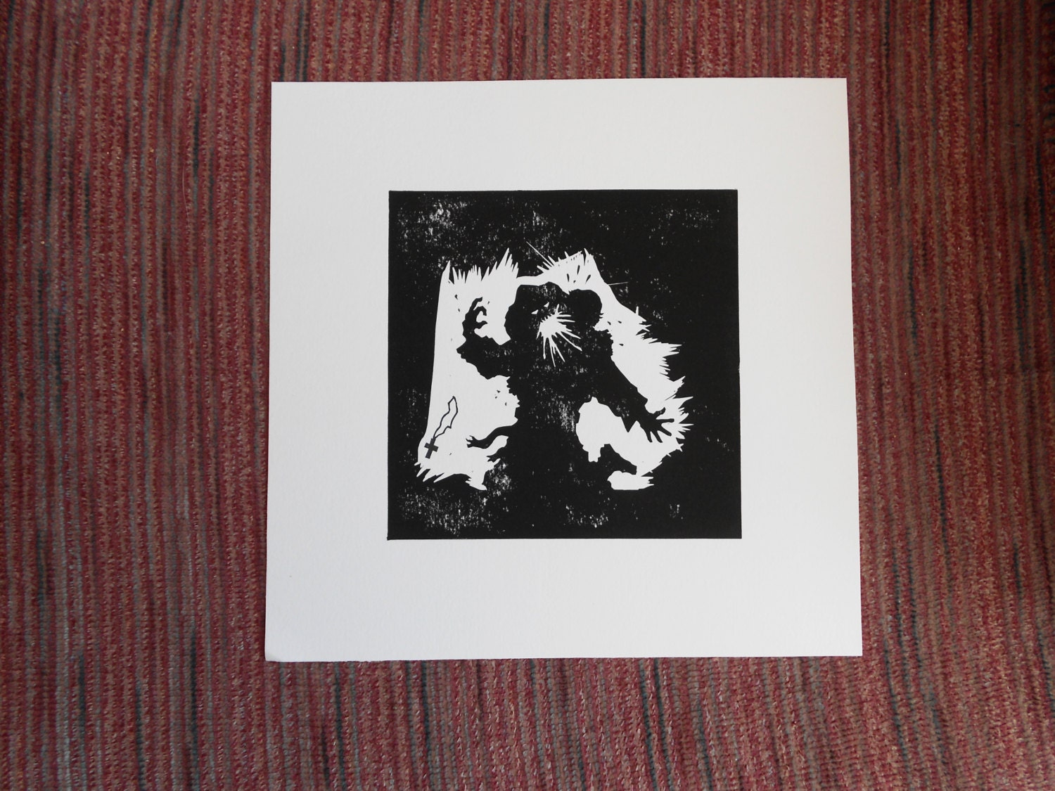 Zombie Attack Silhouette Linocut Print - Etsy