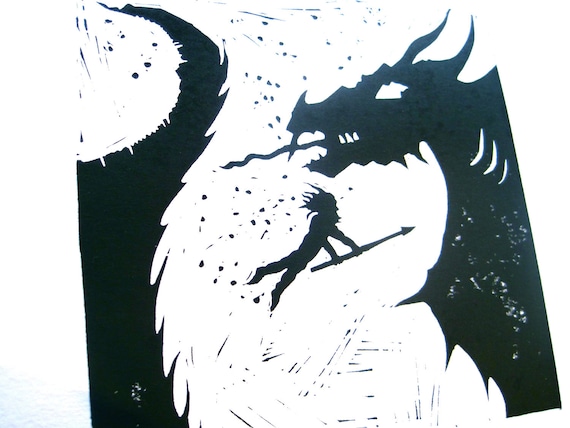 Beowulf Fights Dragon Drawing