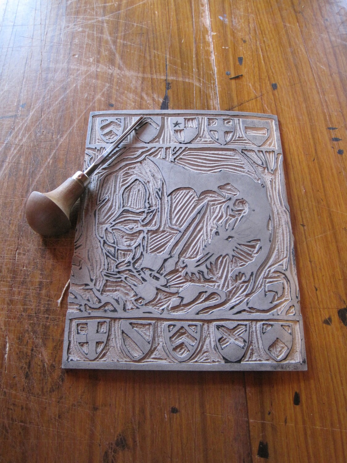 St George and the Dragon Linocut Print - Etsy