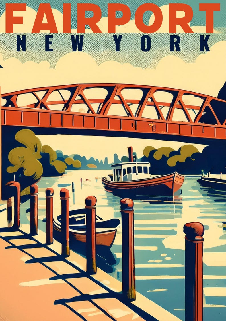 Fairport, NY Travel Poster - Etsy