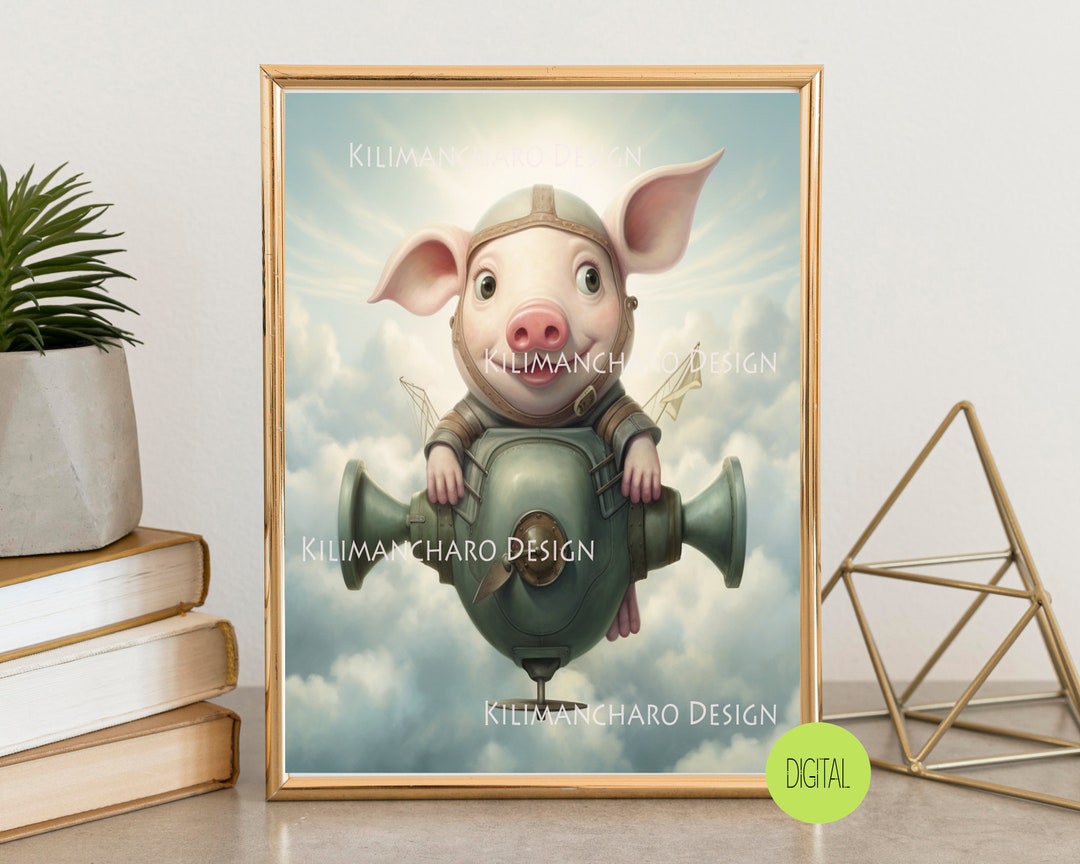 Helicopter Pig | Low Brow Art | Printable Wall Art | Weird Printable ...