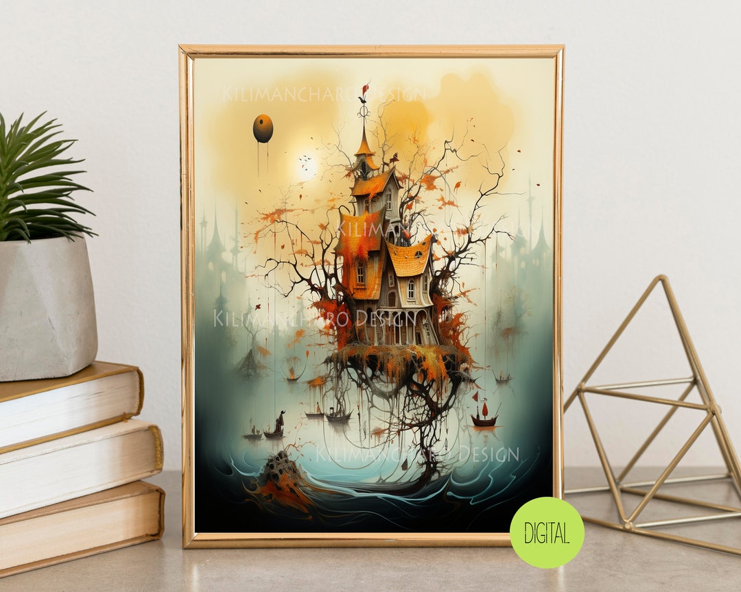 Floating House | Abstract Modern Printable Wall Art - Etsy