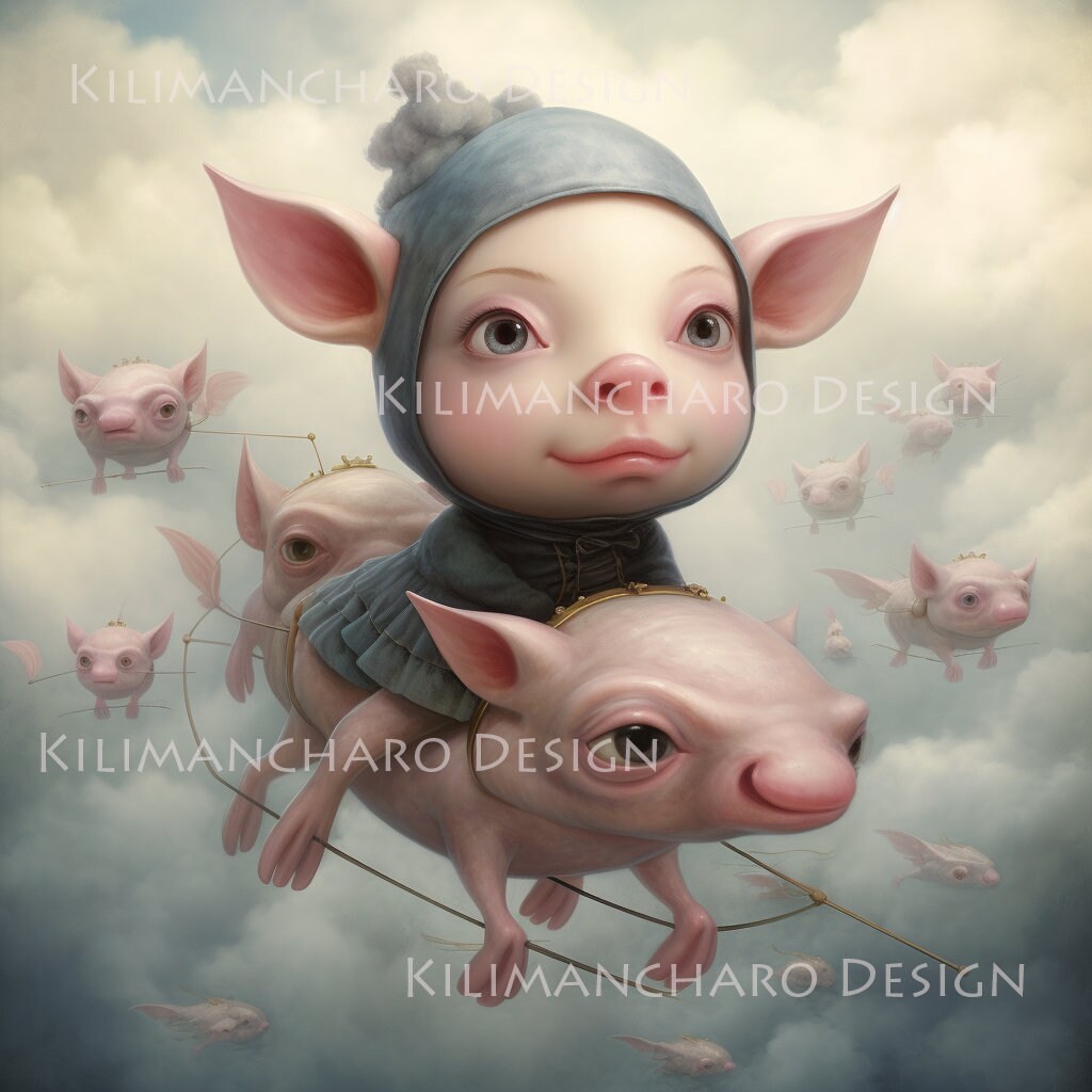 When Pigs Fly | Low Brow Art Printable Wall Art | Weird Printable Wall ...