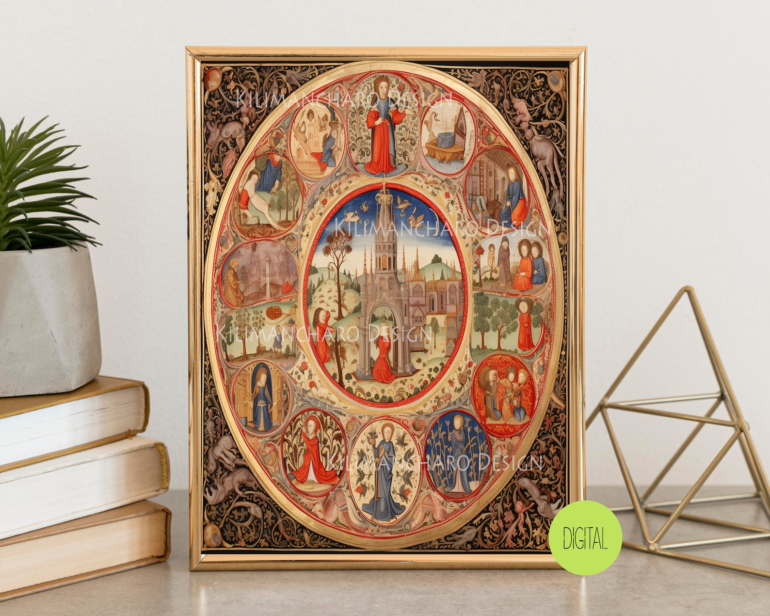 Victorian Illuminated Manuscript Painting | Vintage Medieval Christmas ...