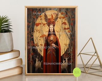 Brigantia, Celtic Goddess of Wisdom and Poetry Art Print, Brigid Art ...