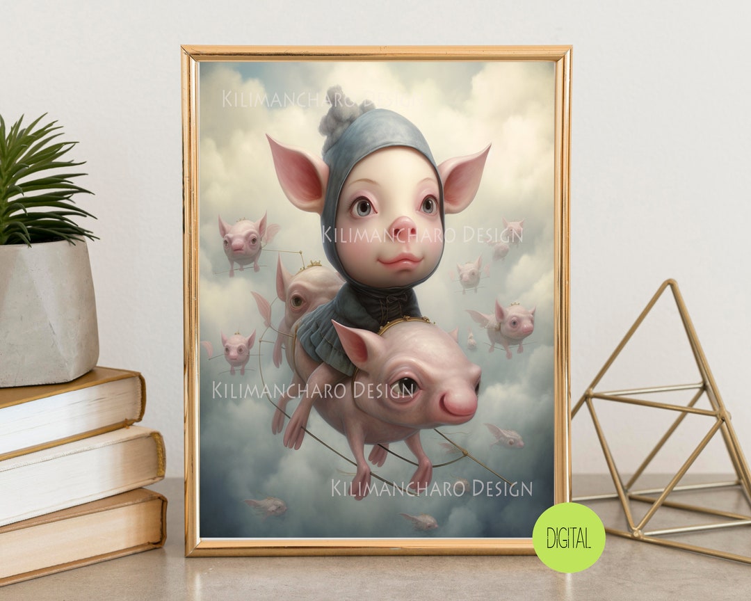 When Pigs Fly | Low Brow Art Printable Wall Art | Weird Printable Wall ...