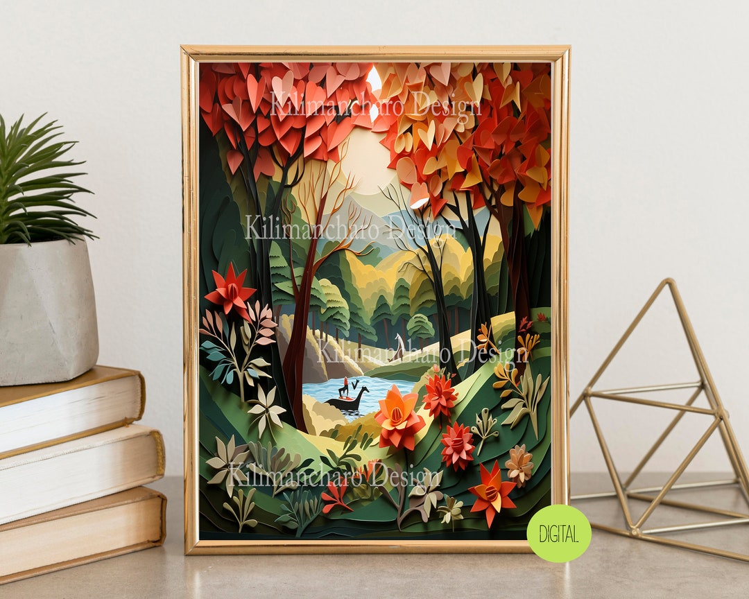 Papercut Nature | Lake Nature Landscape | Paper Quilling Art | Digital ...