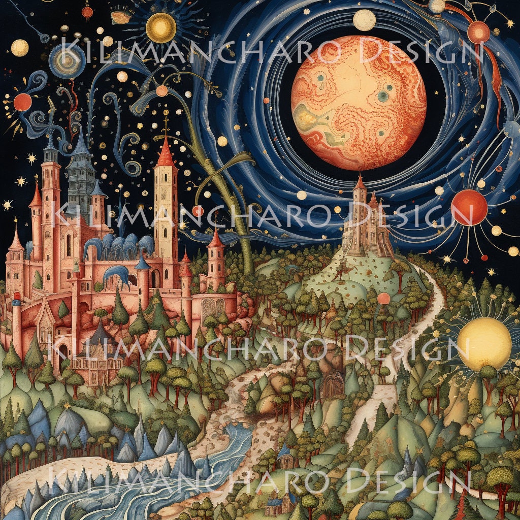 Victorian Illuminated Manuscript Painting | Vintage Medieval Manuscript ...