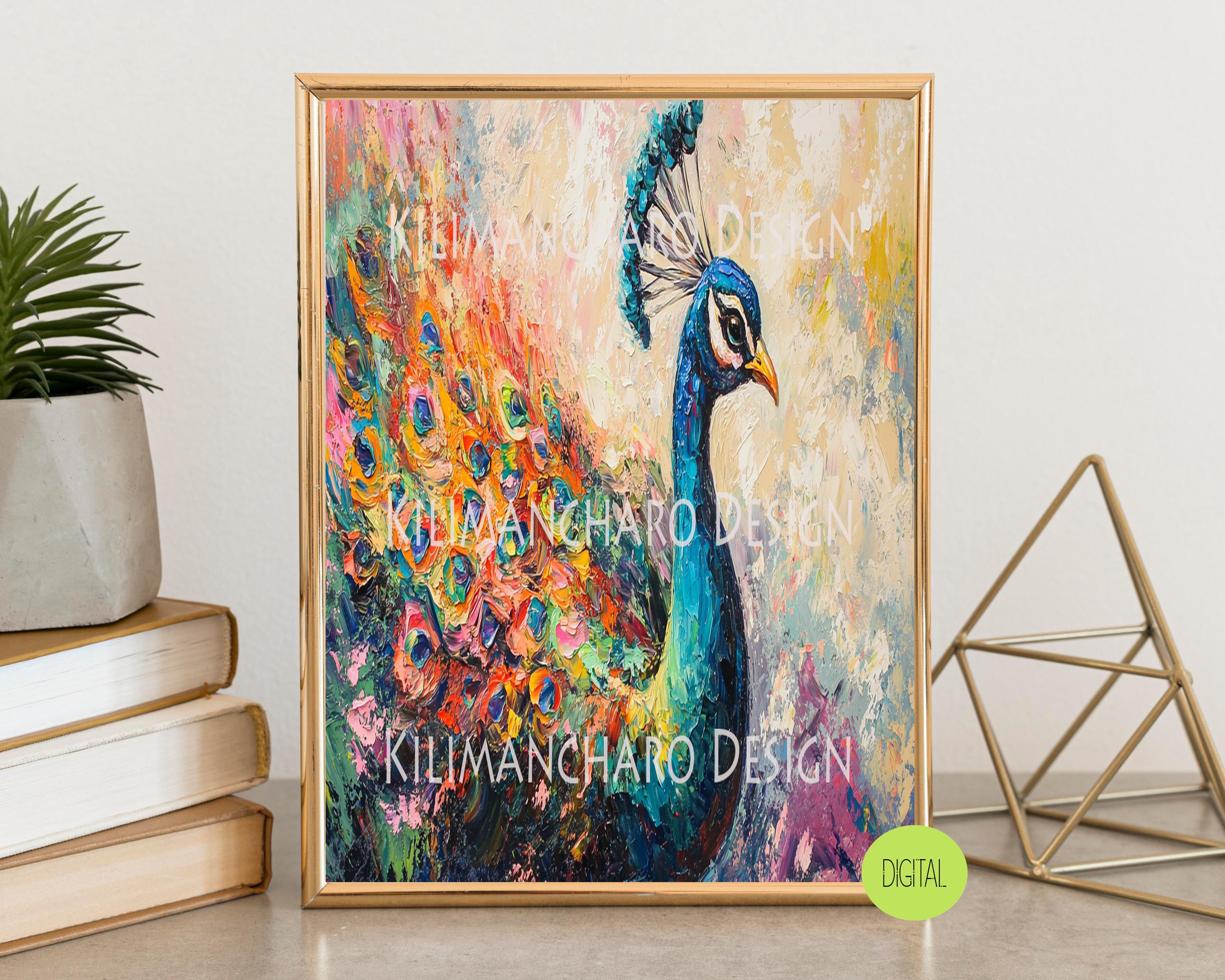Vintage Peacock Print Digital Peacock Wall Art Frame TV Wall Art Trendy ...