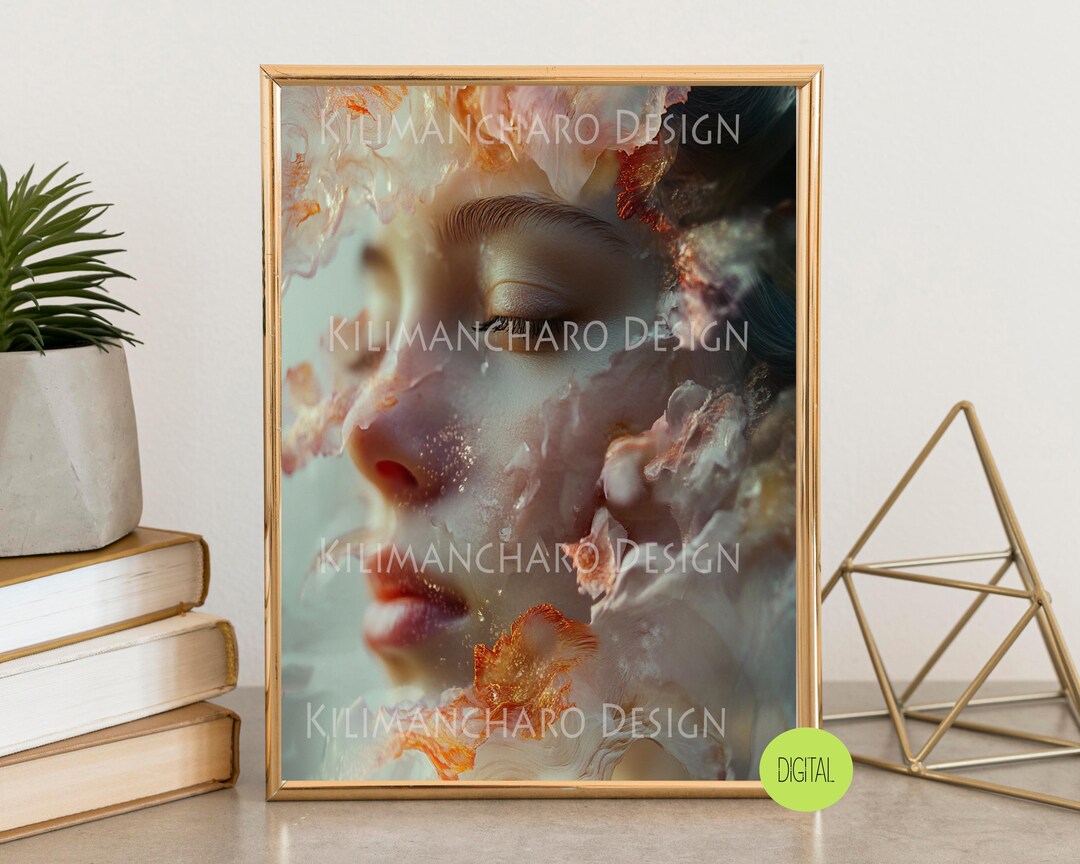 Ethereal Woman Portrait | Serene Female Face With Vivid Accents ...