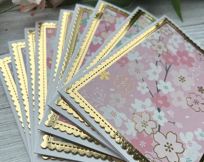 Handmade Note Cards Set of 3 ~ Sakura ~ Pink Cherry Blossoms ~ Thank ...