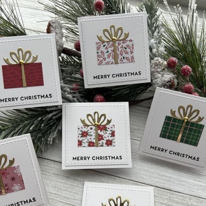 Set of 6 Mini Note Cards Holiday Presents Gift Box 3x3 Blank Cards W ...