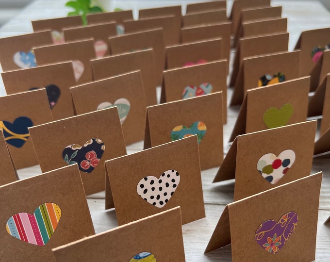 Handmade Mini Notes - 2” Mini Square Heart Cards ~ Assorted Tiny Love ...