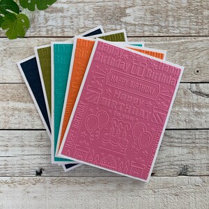 Handmade Embossed Note Cards Pack ~ Happy Birthday ~ Thank You ~ Bold ...