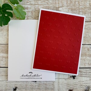 Handmade Embossed Note Cards Set of 5 ~ Pink or Red Hearts ~ Valentine ...