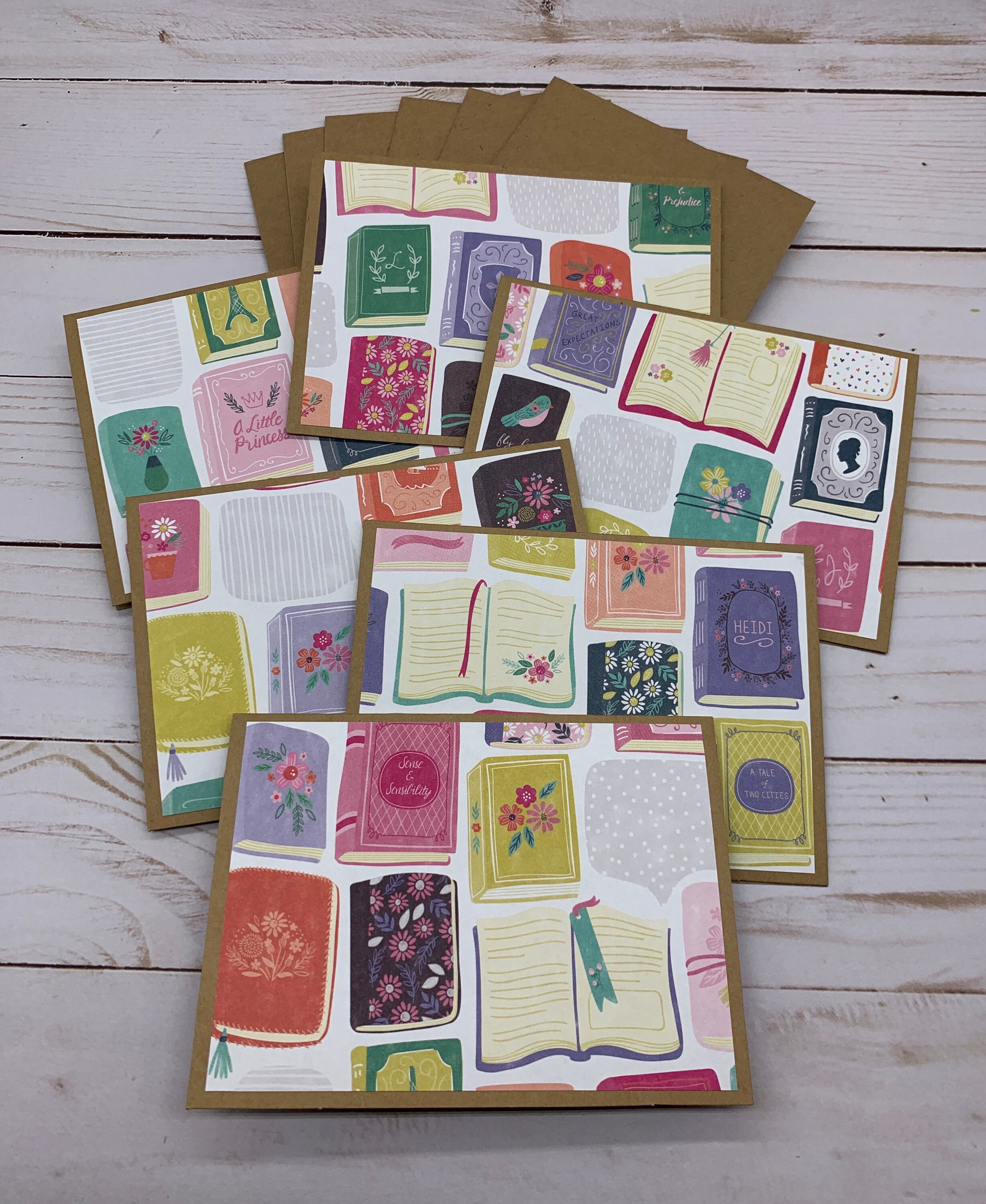Note Cards Set of 6 All Occasion Book Lovers Books - Etsy