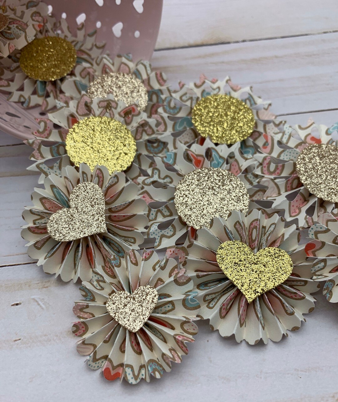 Set of 12 Handmade Mini Paper Rosettes - Medallion/accordion Flowers ...