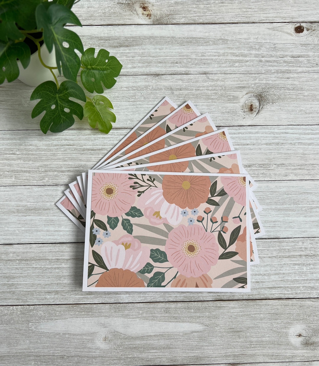 Note Cards Set of 6 ~ Pretty Pink Flowers ~ All Occasion ~ Thank You ...