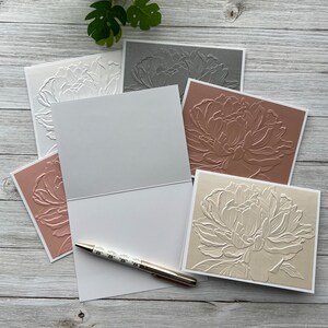 Handmade Embossed Note Cards ~ Large Peony ~ Thank You ~ Thinking of ...