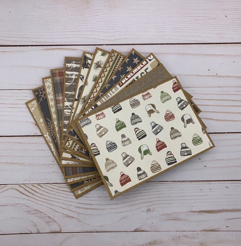 Handmade Note Cards Set of 12 ~ Warm & Cozy ~ Rustic Christmas ~ Winter ...
