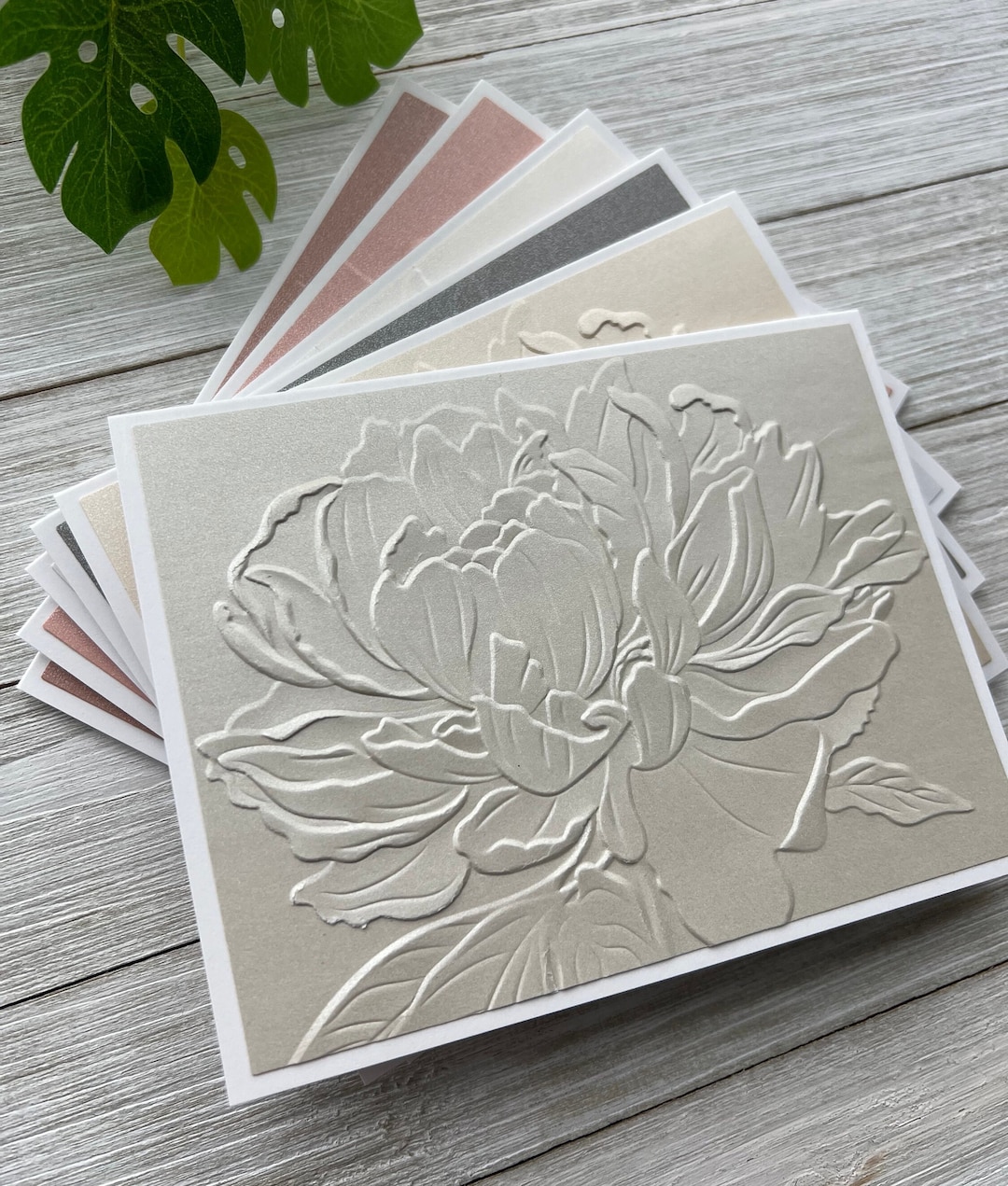 Handmade Embossed Note Cards ~ Large Peony ~ Thank You ~ Thinking of ...