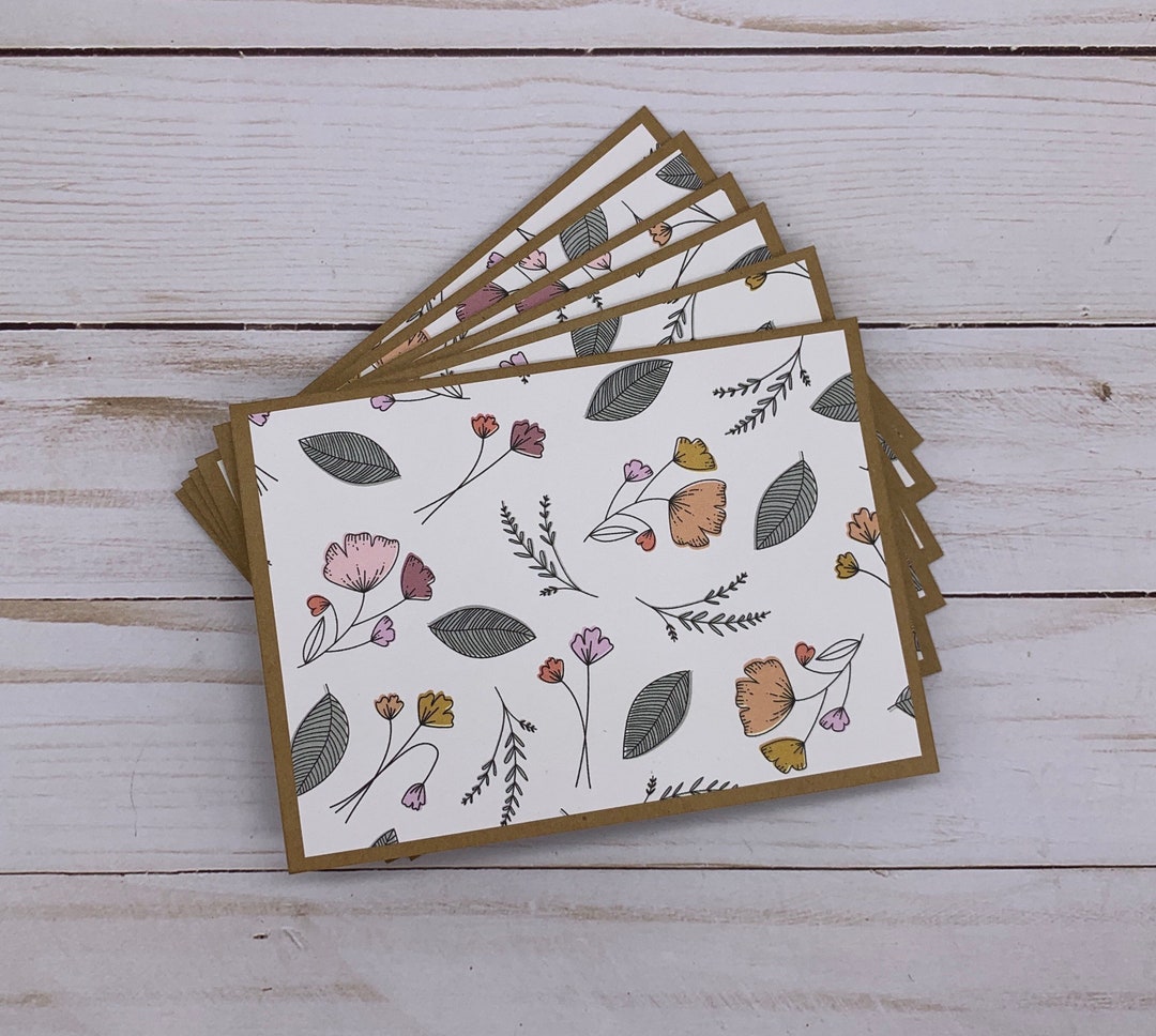 Set of 6 Note Cards ~ Wild Flowers ~ Pink & Orange Florals ~ All ...