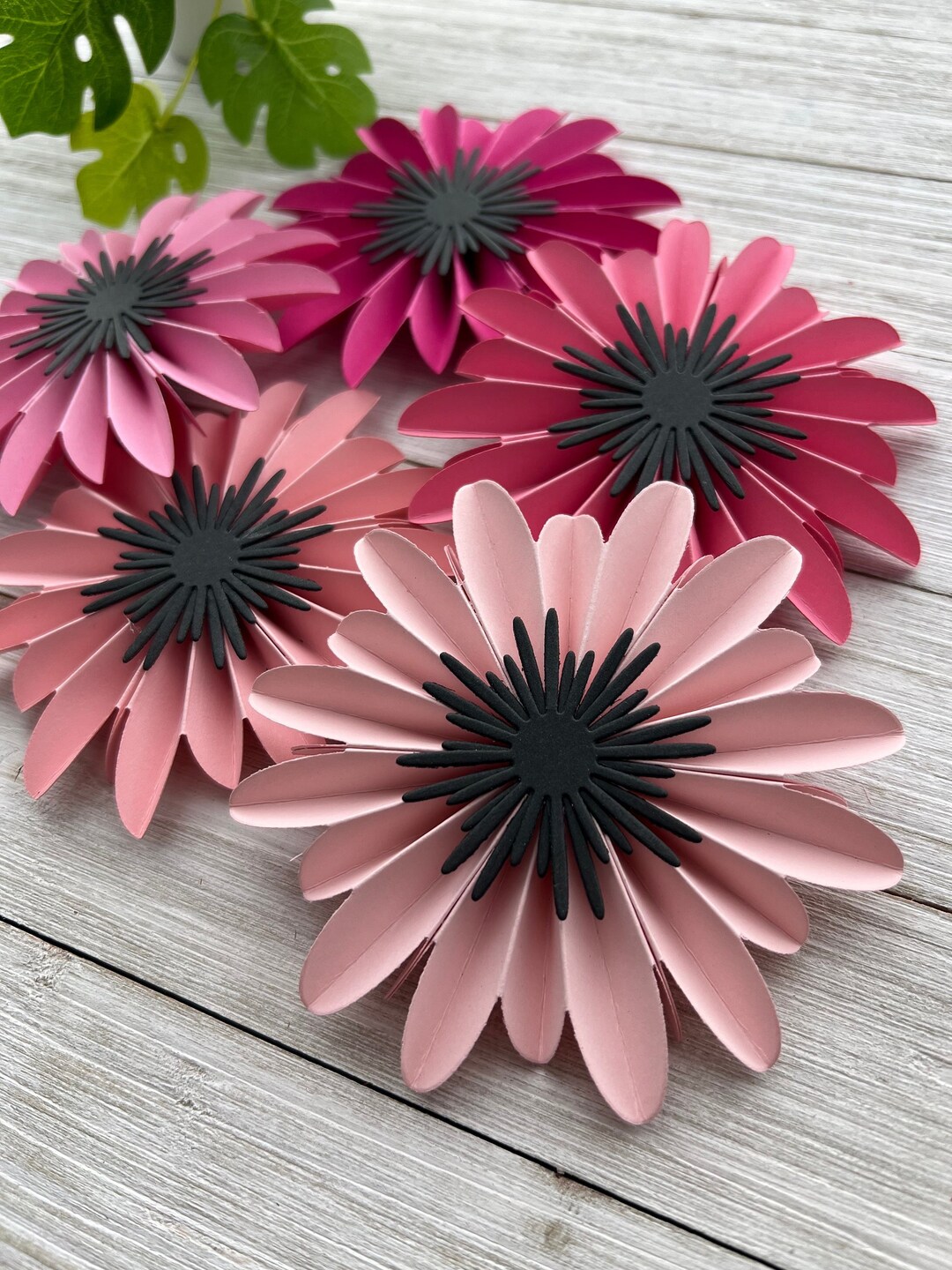 5 Handmade Mini Paper Rosettes - Pink Medallion/accordion Flowers ...